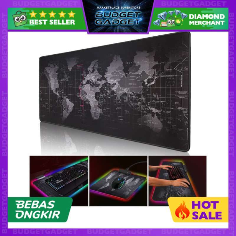 Promo Iahead Gaming Mouse Pad Xl Peta Dunia + Led Rgb 40x90cm Diskon 23% Di Seller Utepe Store ...