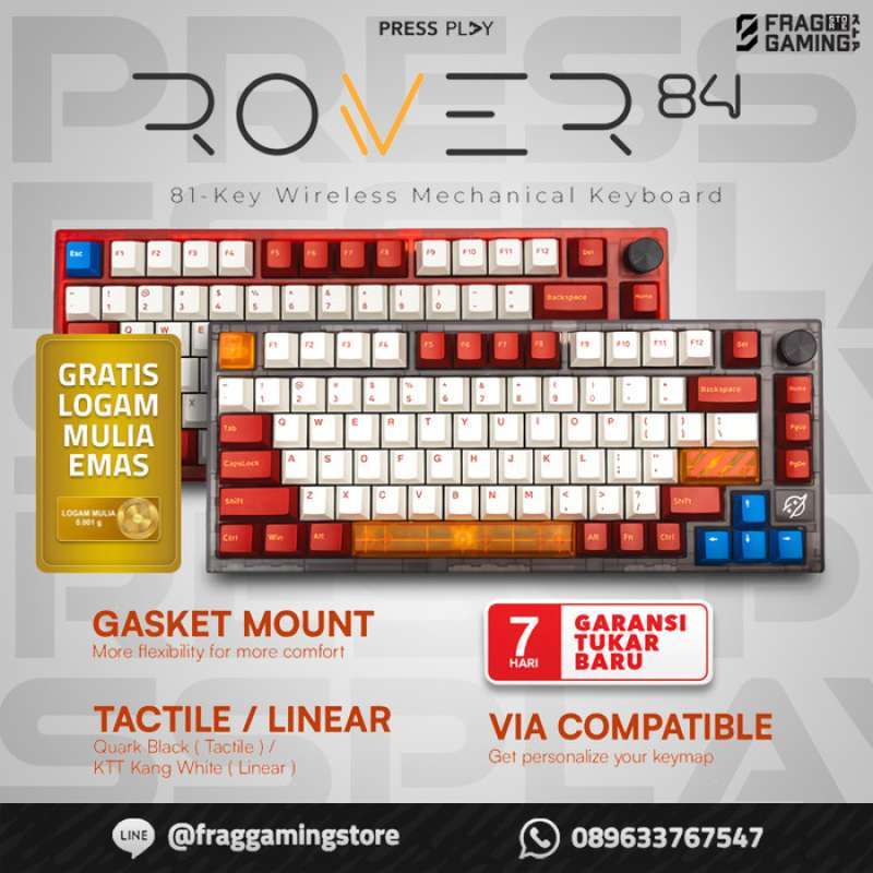 Promo Pressplay Rover84 V4 75% Wireless Mechanical Keyboard By Press ...