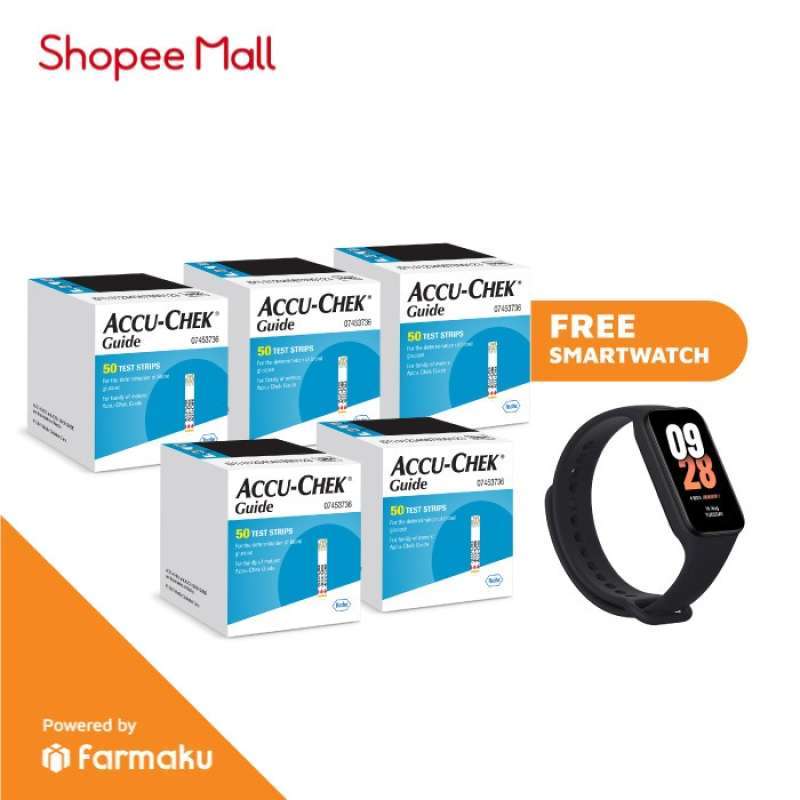 Jual Value Pack Accu-chek Guide 5 X 50 Test Strip Free Smartwatch Di ...
