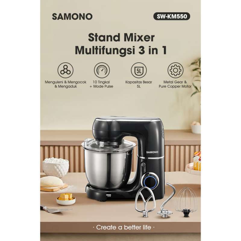 Jual Samono Stand Mixer 5 Liter - Pengaduk Adonan Dengan Mangkuk 3 In 1 ...