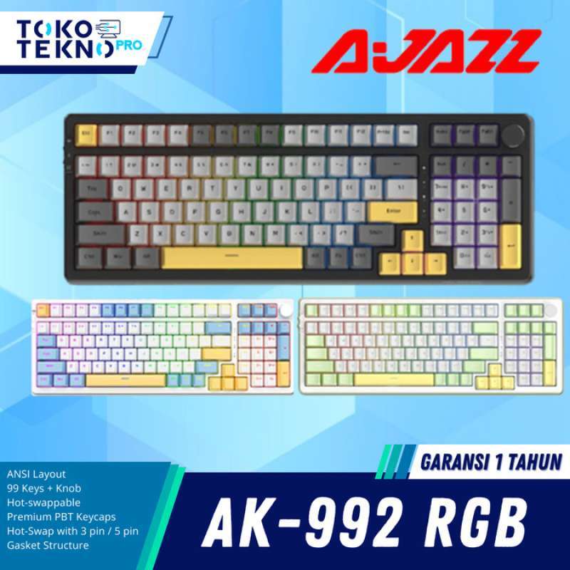 Promo 100% Produk Ori Ajazz Ak992 / Ak-992 Rgb 3in1 Connection Wireless ...