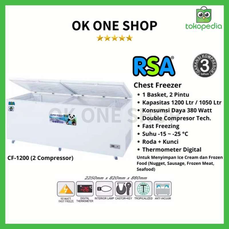 Promo Rsa Chest Freezer Cf-1200 Diskon 23% Di Seller Indah Kitchen ...