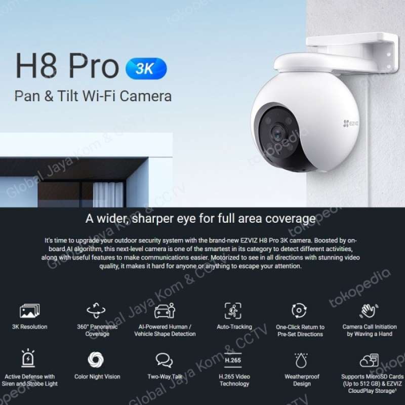 Jual Ezviz H8 Pro 3k 5mp Pan Tilt 360° Outdoor Two Way Talk Color Night - H8 Pro 3k Di Seller ...