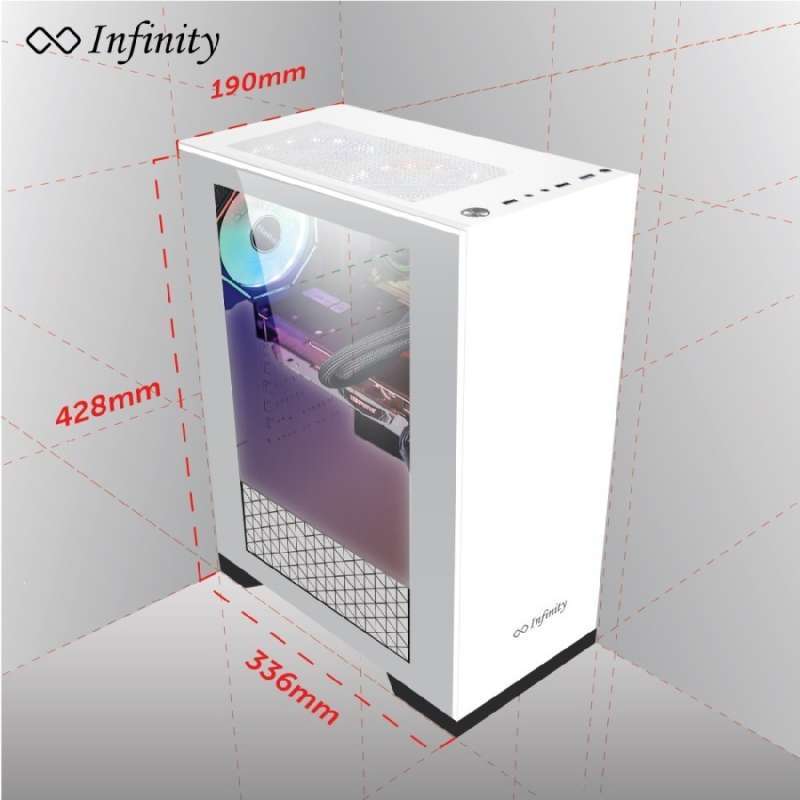 Jual Casing Infinity Flash V3 White Tempered Glass Free 1fan Atx Gaming ...