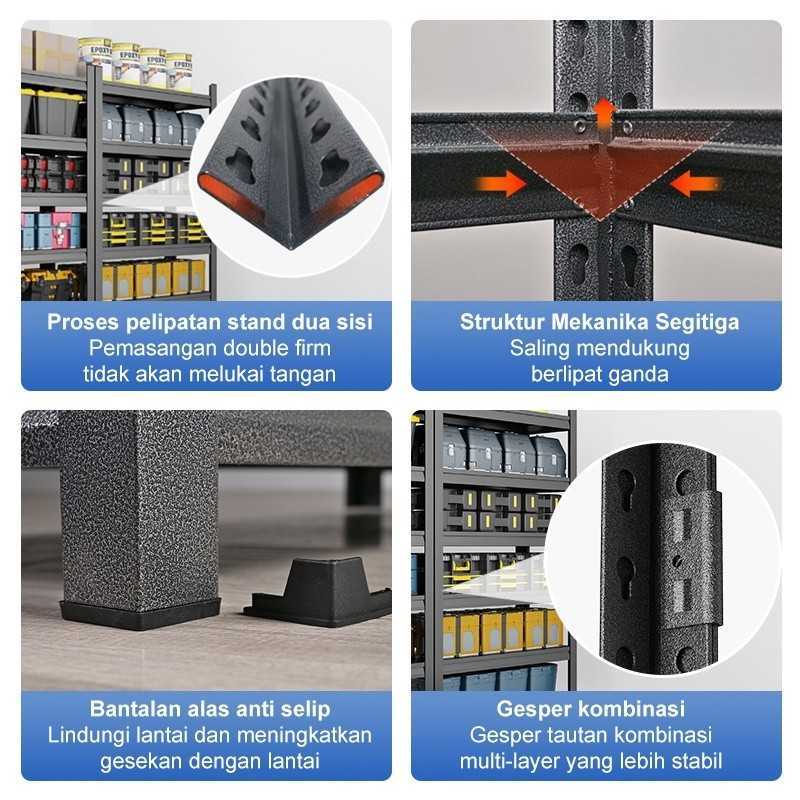 Promo Tahan Beban 1000kg Rak Besi Rak Besi Siku - Putih-4l100*40*150cm ...