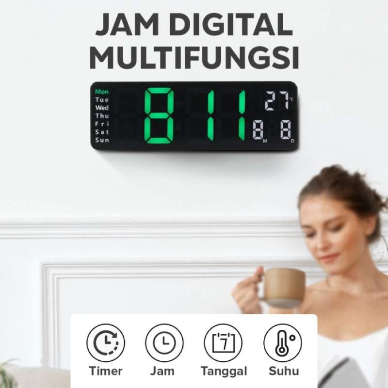 Promo Jam Dinding Digital Led Minimalis Multifungsi Tanggal Timer ...