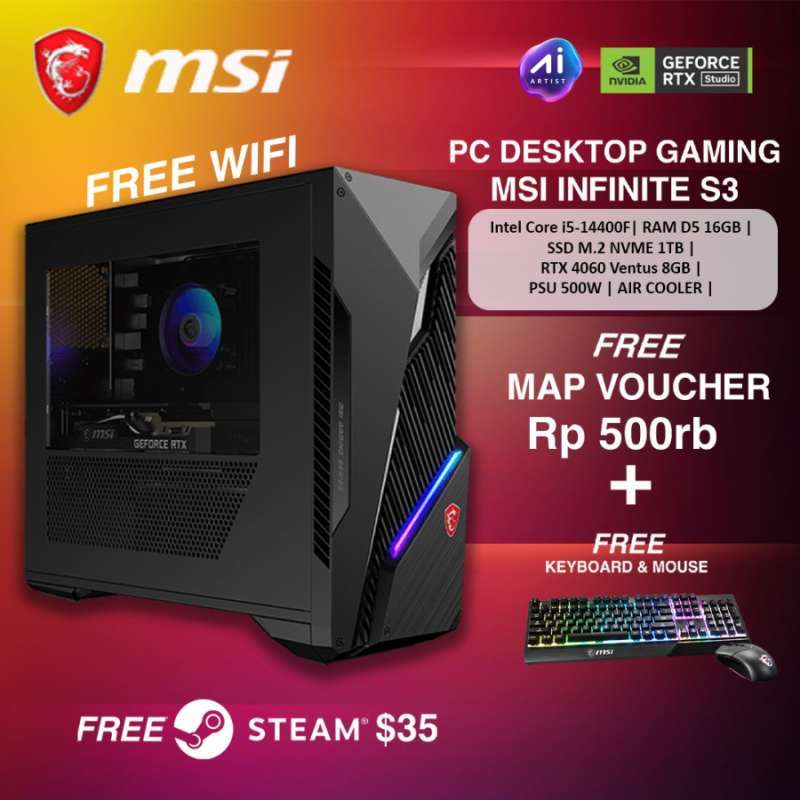 Jual Msi Mag Infinite S3 14th [i5-14400f | Rtx 4060 | 16gb | 1tb] Wifi Dan Bluetooth Di Seller ...