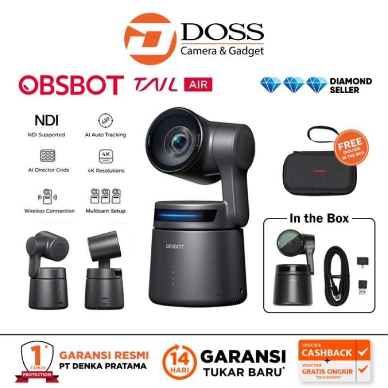 Jual Obsbot Tail Air Ai-powered 4k Ptz Webcam Streaming Camera Portable Di Seller Doss Mks ...