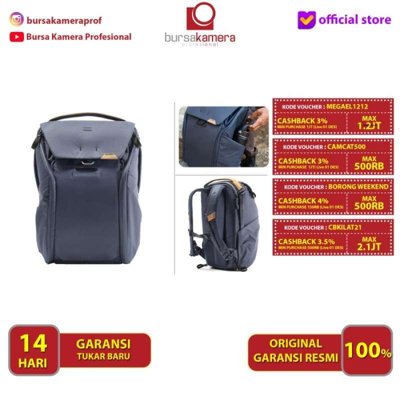 Promo Peak Design 20l Everyday Backpack V2 20l Midnight Original Resmi Segel Diskon 33% Di ...