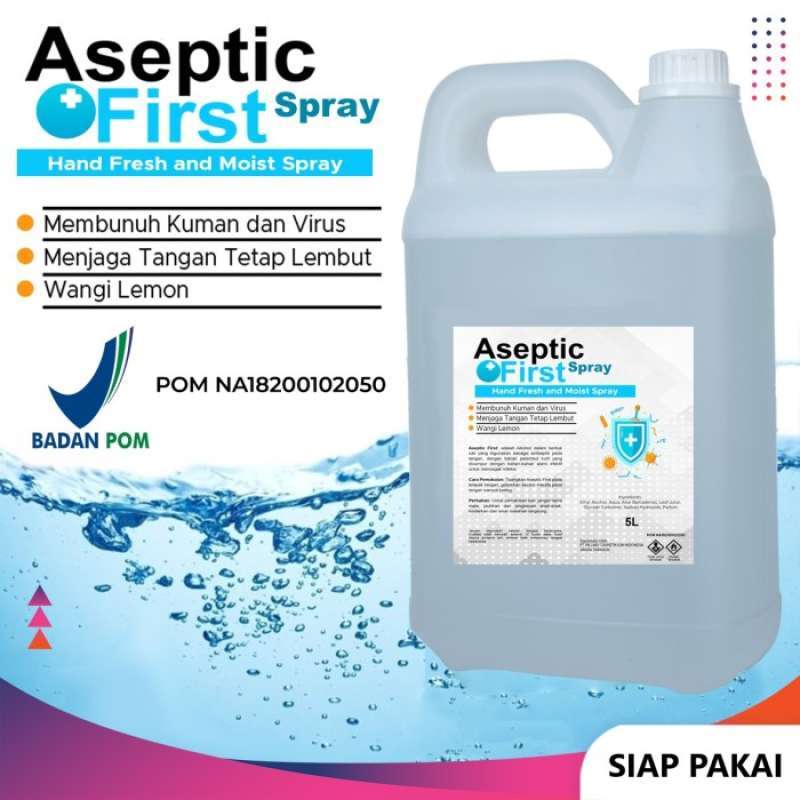 Promo Hand Sanitizer Aseptic First Spray - 5 L (refill) Diskon 23% Di ...