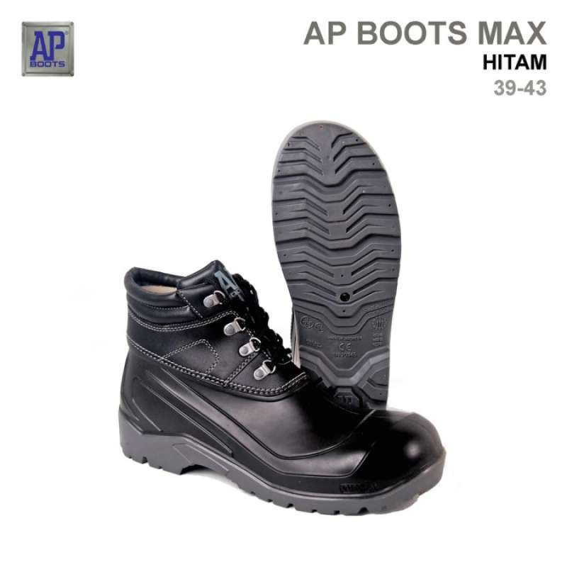 Promo Sepatu Boot Safety Ap Boots Ap Max Hitam Kontruksi Proyek - 42 ...