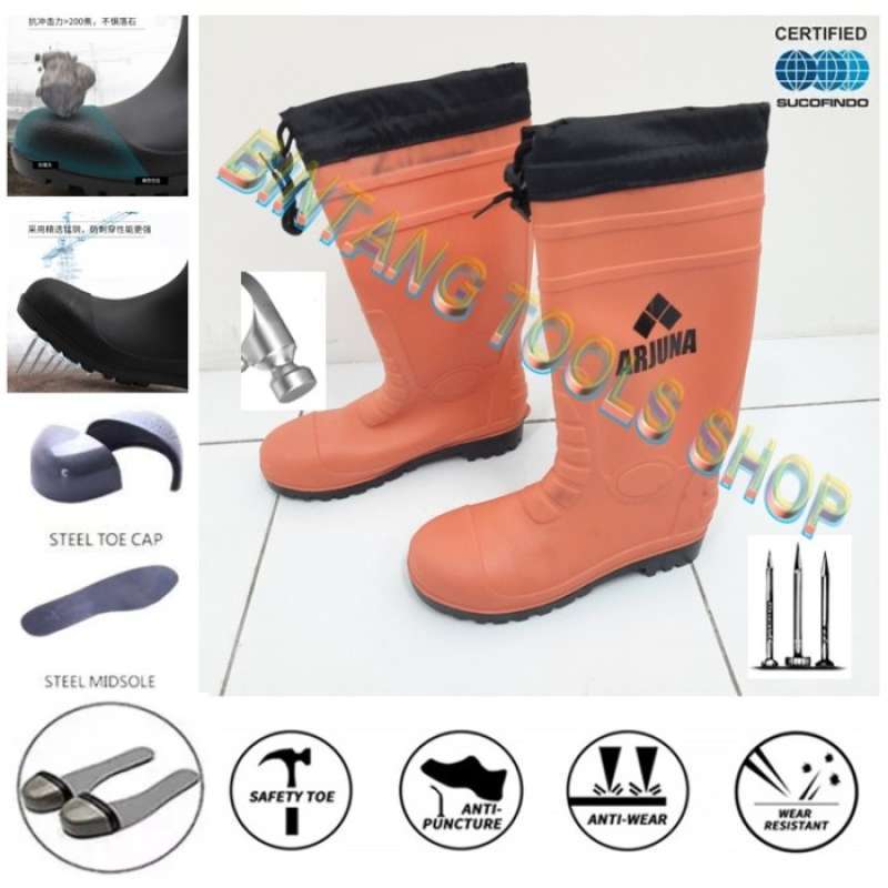 Promo Sepatu Boot Karet Safety Ujung Besi Steel Toe Dan Tidak Tembus ...