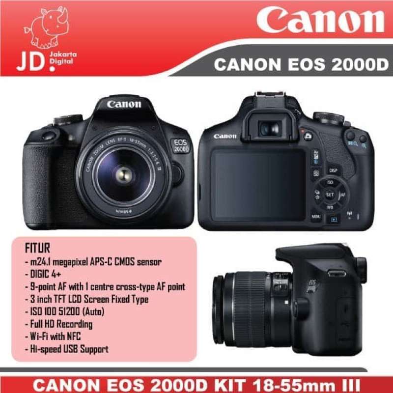 Jual Canon Eos 2000d Kit 18-55mm Iii - Canon Dslr Murah - Standar Di ...
