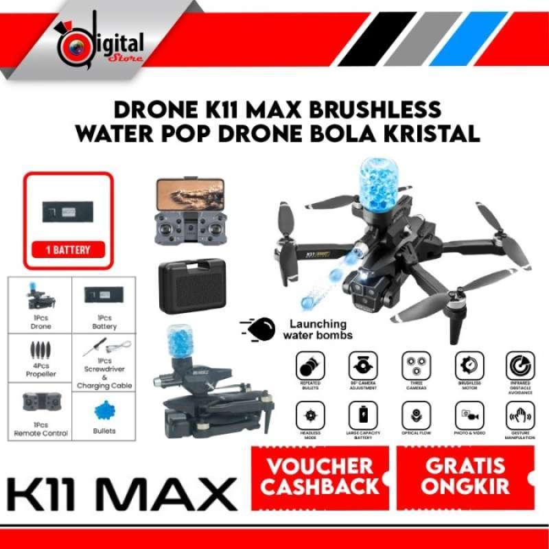 Jual Drone K11 Max Brushless Water Pop Drone Bola Kristal - Drone K 11 Max - 2 Baterai Di Seller ...