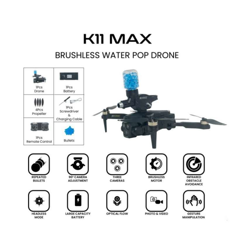 Jual Drone K11 Max Brushless Water Pop Drone Bola Kristal - Drone K 11 Max - 2 Baterai Di Seller ...