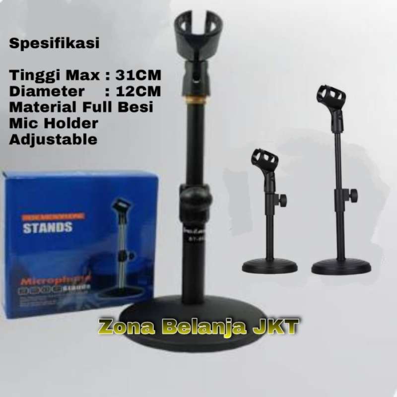Promo Tripod Mic / Standing Mic / Stand Mic Meja Full Besi Kaki Bulat ...