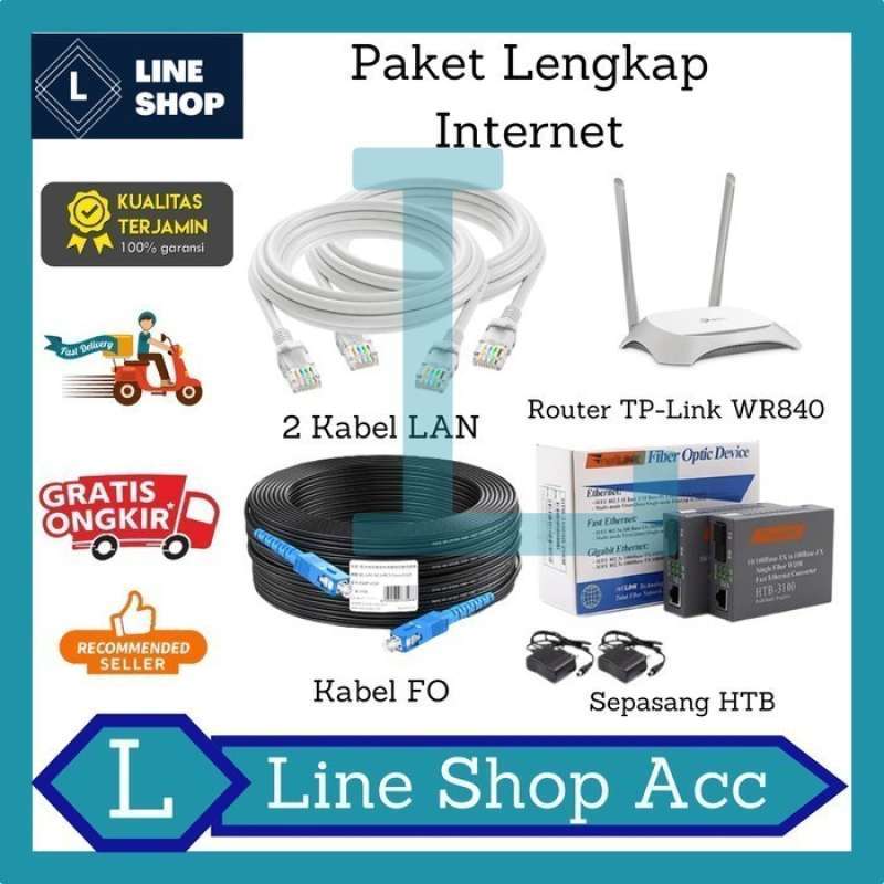 Promo Paket Lengkap Cable Fiber Optic 200 Meter Converter Htb + Lan ...