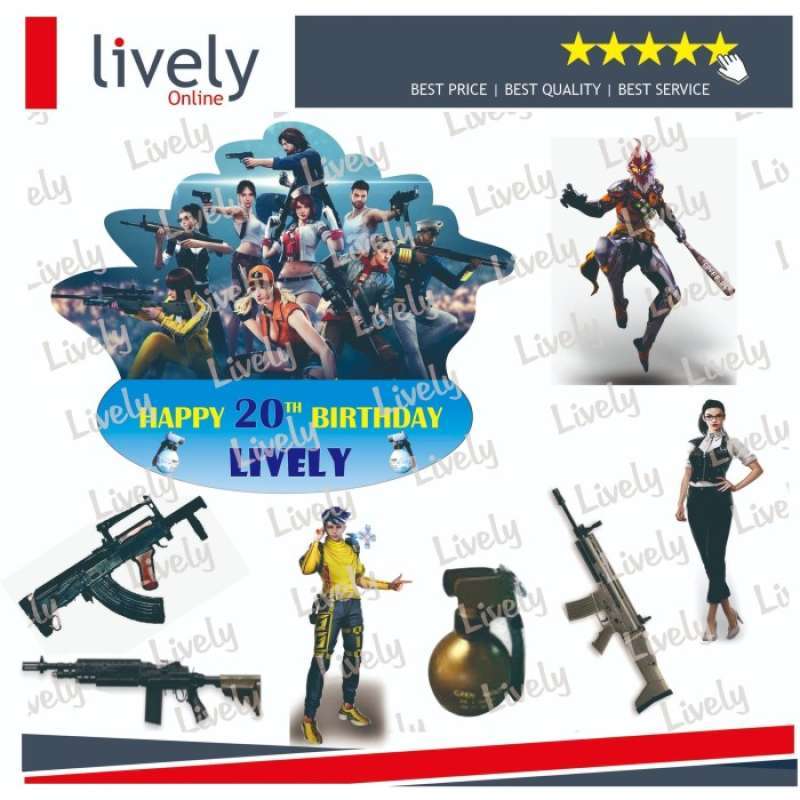 Promo Cake Topper Hiasan Hbd Happy Birthday Nama Free Fire 04 Set ...