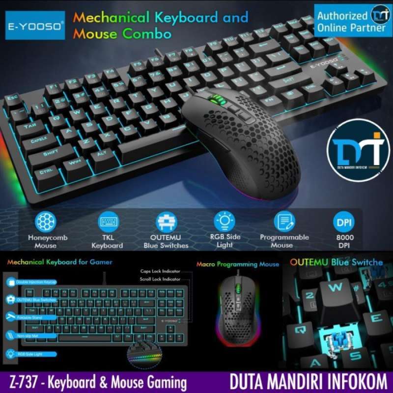 Promo 100% Produk Ori E-yooso Z737 - Rgb 87 Keys Mechanical Keyboard ...
