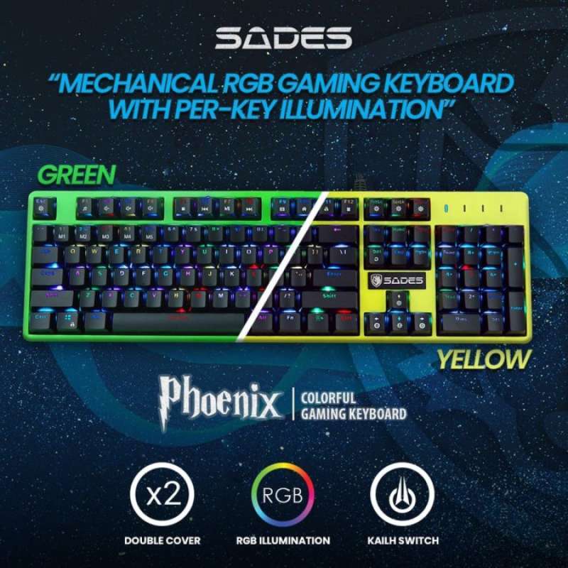 Promo 100% Produk Ori Keyboard Gaming Sades Mechanical Rgb Phoenix ...