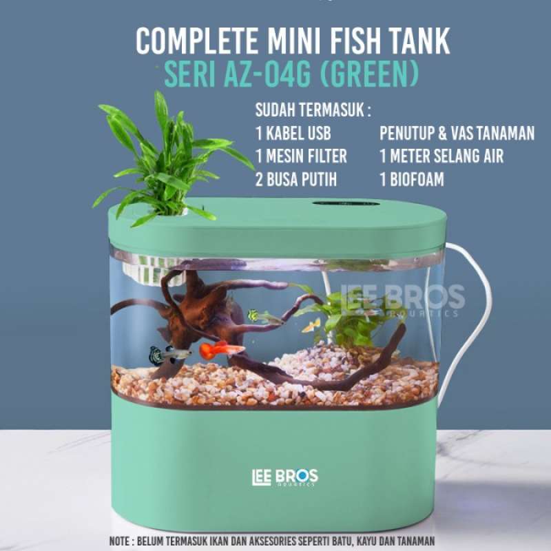 Promo Aquarium Cupang Lengkap Filter + Led / Aquarium Mini Usb Unik Az ...