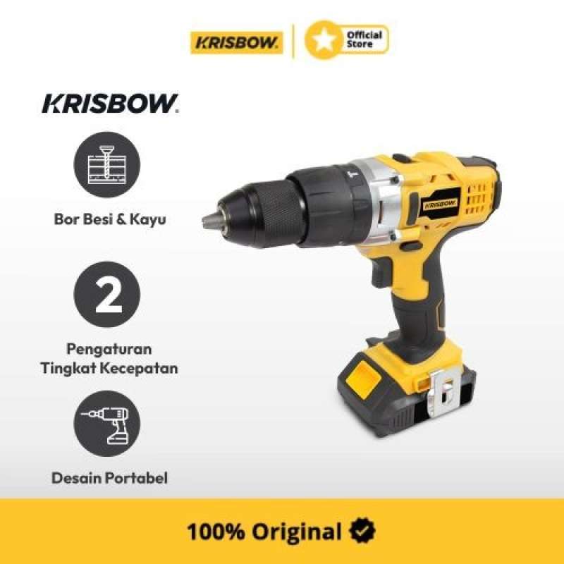 Promo Krisbow Impact Drill Mesin Bor Listrik Cordless 18v Li-ion Diskon ...