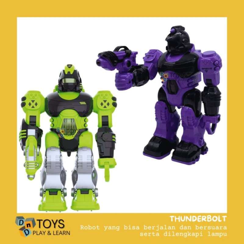 Jual Mainan Anak Robot Battle Thunderbolt Jalan Lampu Musik Superhero ...