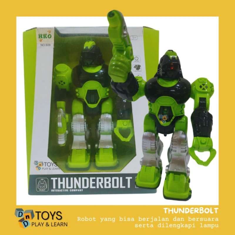 Jual Mainan Anak Robot Battle Thunderbolt Jalan Lampu Musik Superhero ...