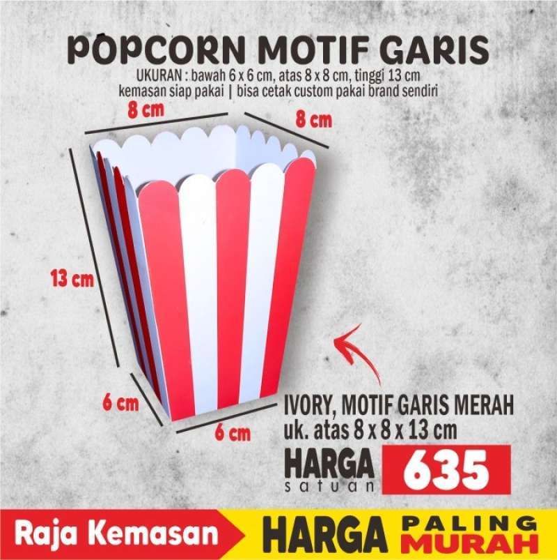 Jual Box Popcorn Garis Merah Food Grade Tbk Di Seller Shin Store ...