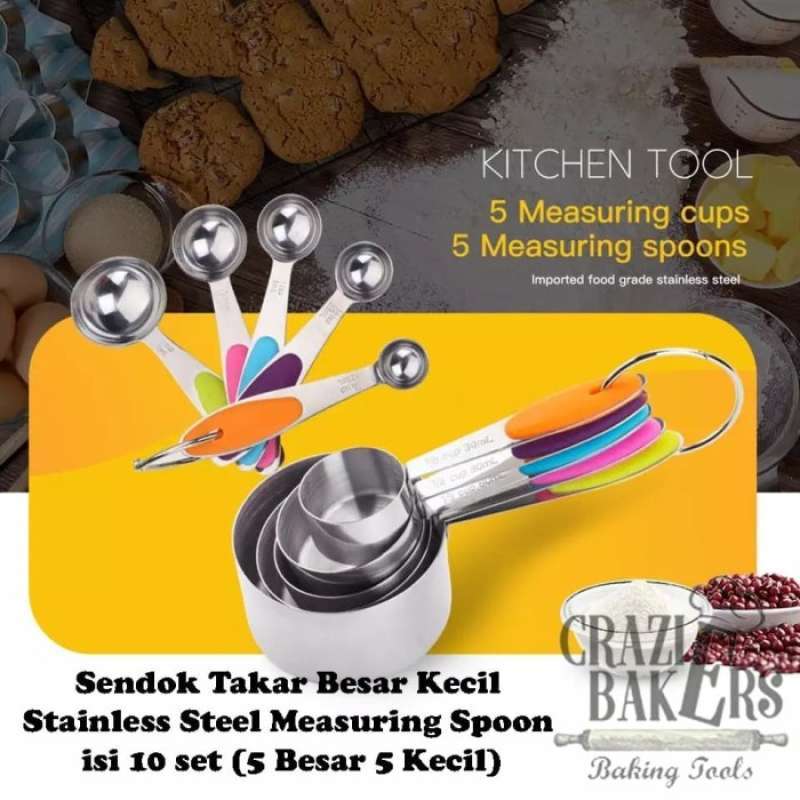 Promo Sendok Takar Besar Dan Kecil Stainless Steel Measuring Spoon 10 ...