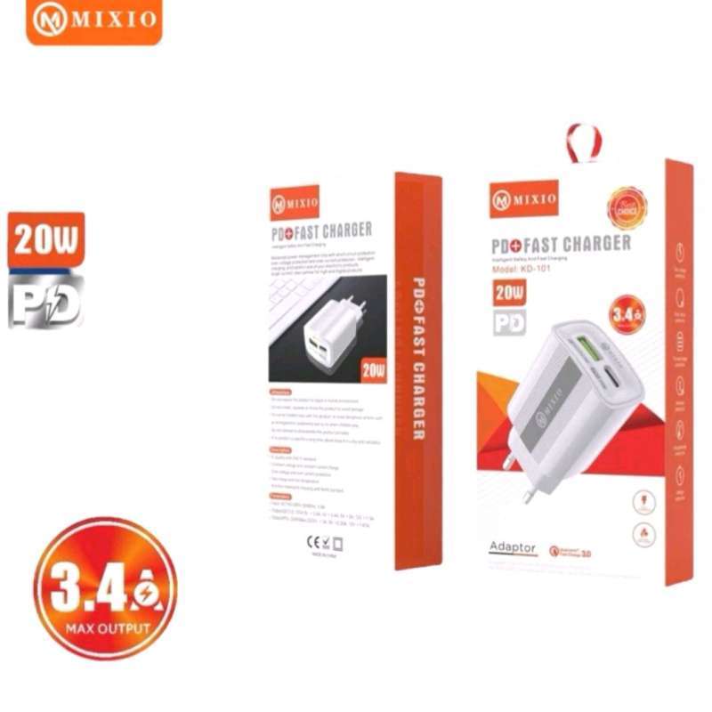 Jual Mixio Kd-101 Adaptor Usb + Type C / Pd+fast Charger 3.4a - 20w Di ...