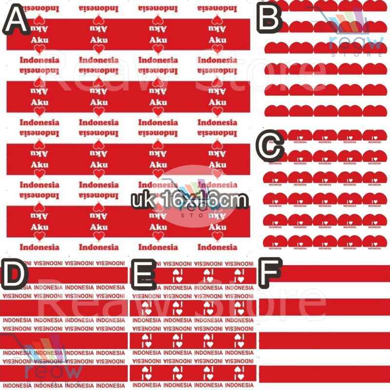 Jual Sticker Tipe 2 Stiker Pipi Muka Tangan Bendera Merah Putih I Love ...
