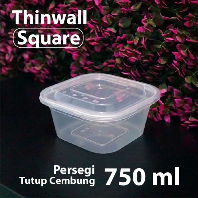 Jual Thinwall Persegi 750 Ml Dm - Tutup Cembung - Wadah Square Sq Isi ...