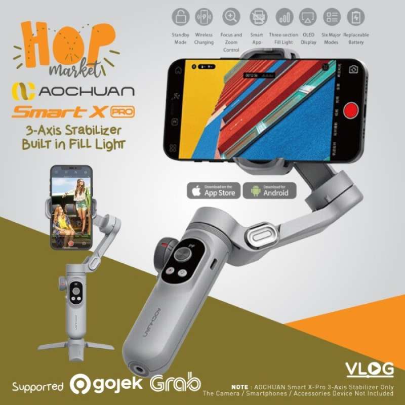 Promo Aochuan Smart X Pro Gimbal 3-axis Smartphone Stabilizer Vlog W/ Light Diskon 23% Di Seller ...