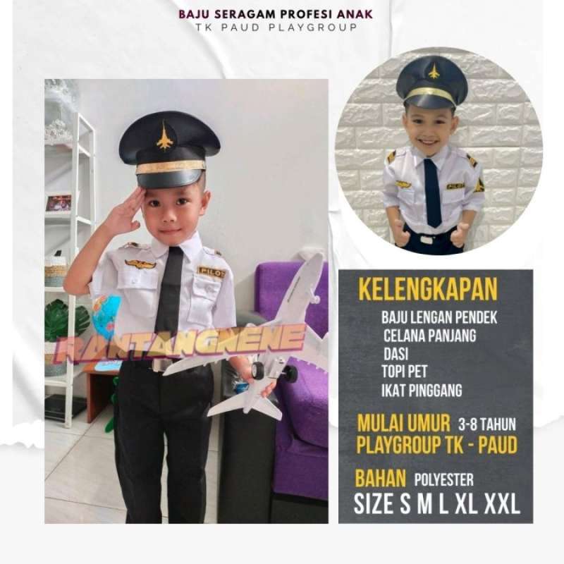 Jual Baju Pilot Anak Kostum Profesi Anak Tk Paud Usia 3-8 Th Laki ...