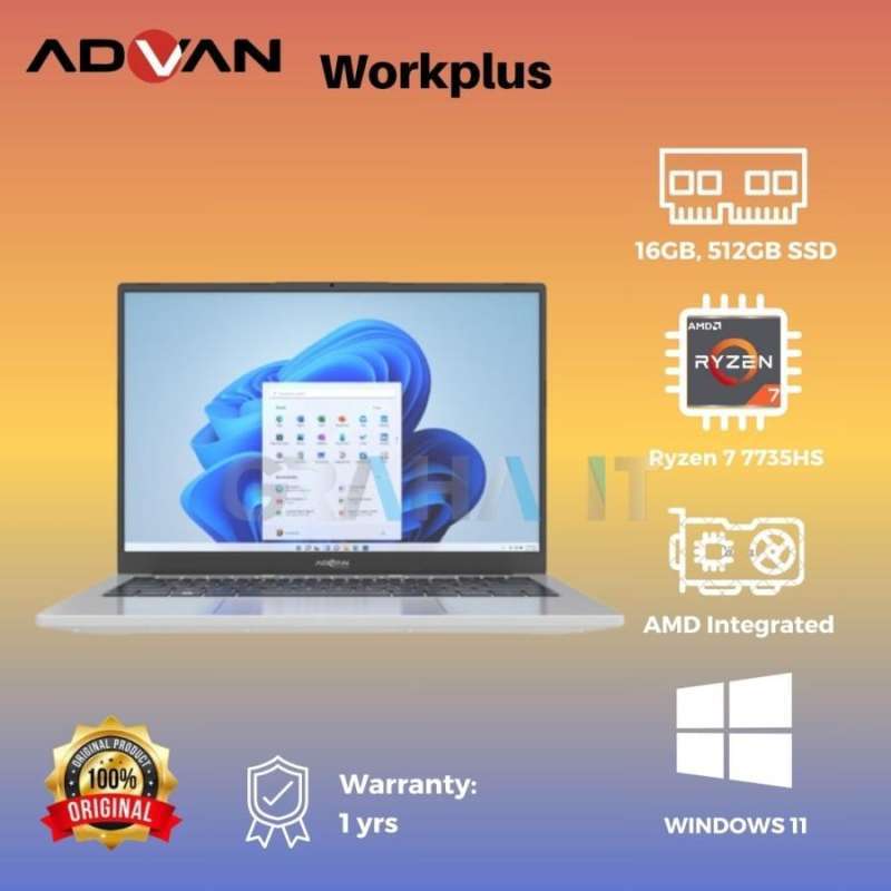Jual Advan Workplus Ryzen 7 7735hs 16gb 512gb Amd Radeon 14 Fhd Ips W11 Di Seller Graha It ...