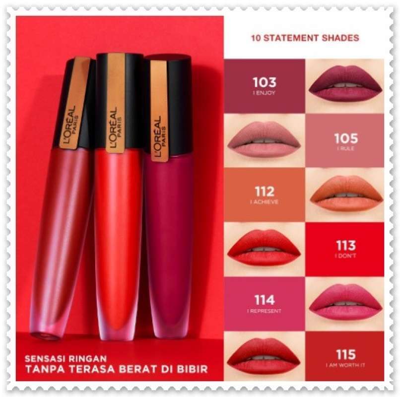 Jual L'oreal Paris Rouge Signature Liquid Matte Lipstick Make Up Loreal - 145. Convince Di ...