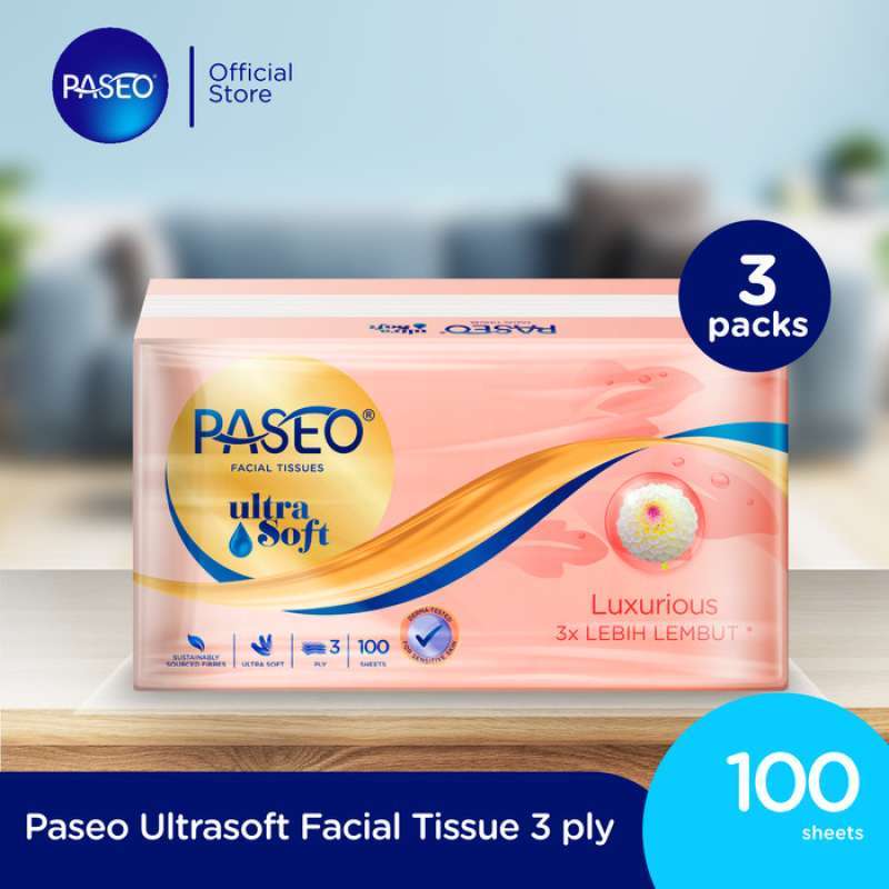 Jual Paseo Ultra Soft Tissue Wajah Soft Pack 100 Sheets X 3 Packs Di ...