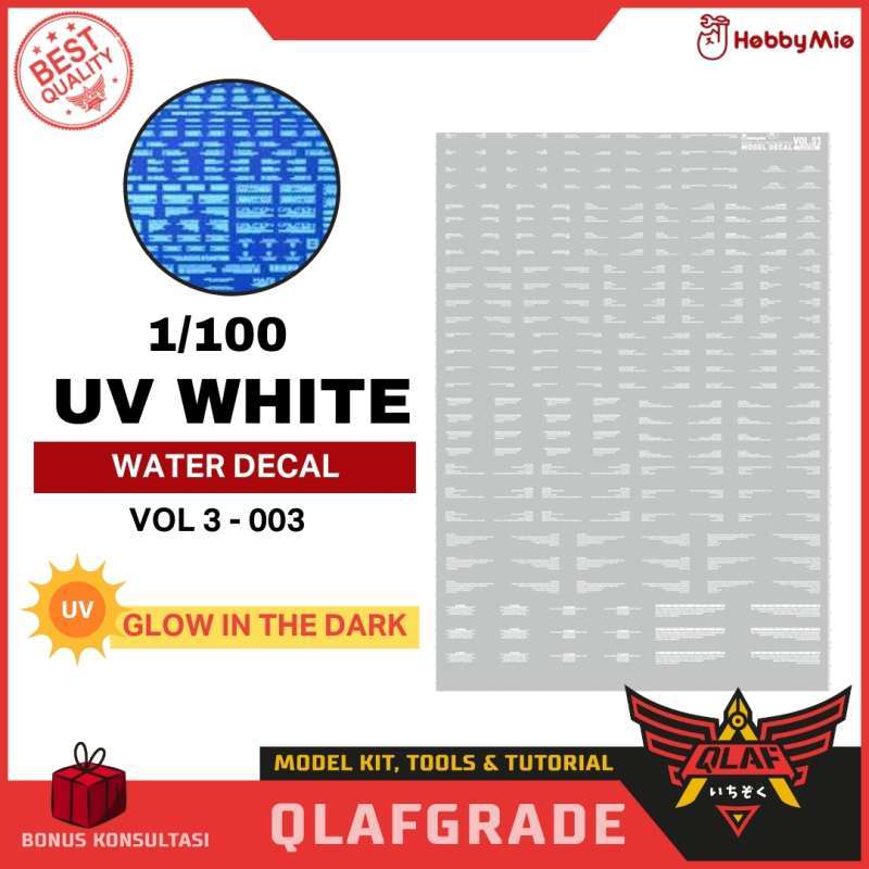 Jual Water Decal 1/100 Vol 3 - 003 Uv White Hobby Mio - High Res. Water Slide Decal Gundam Mg Di ...