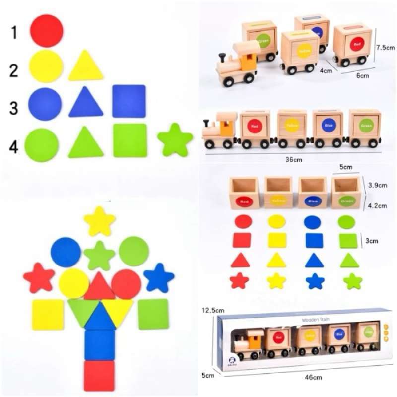 Jual Wooden Train Color Recognition Sorting Box Kereta Kayu Mainan Di ...