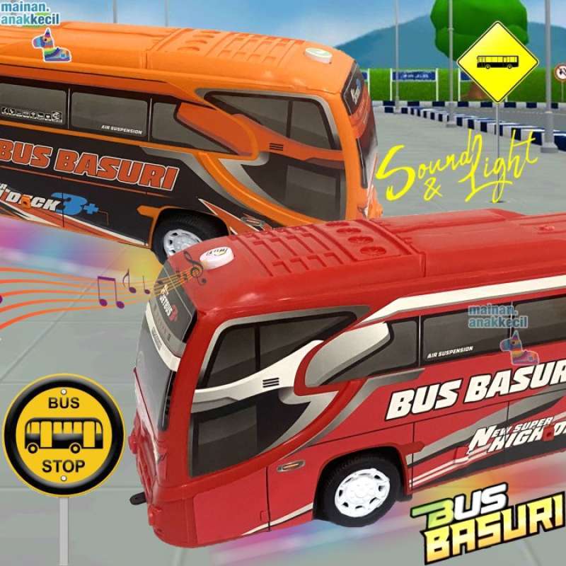 Jual Mainan Anak Mobil Bus Basuri Lampu Telolet Oleng Plastik Musik ...