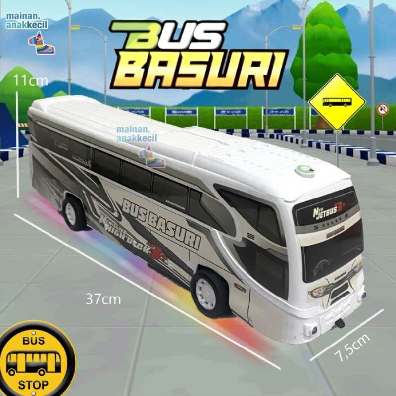 Jual Mainan Anak Mobil Bus Basuri Lampu Telolet Oleng Plastik Musik ...
