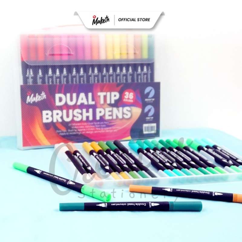 Jual Maketh Brush Pen Black 36w Spidol Hitam 36 Warna Bp-36wbl Di ...