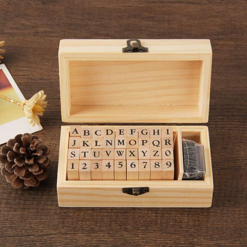 Jual Alphabet Stamp Set Stempel Huruf Alfabet Stempel Cap Kayu Karet ...