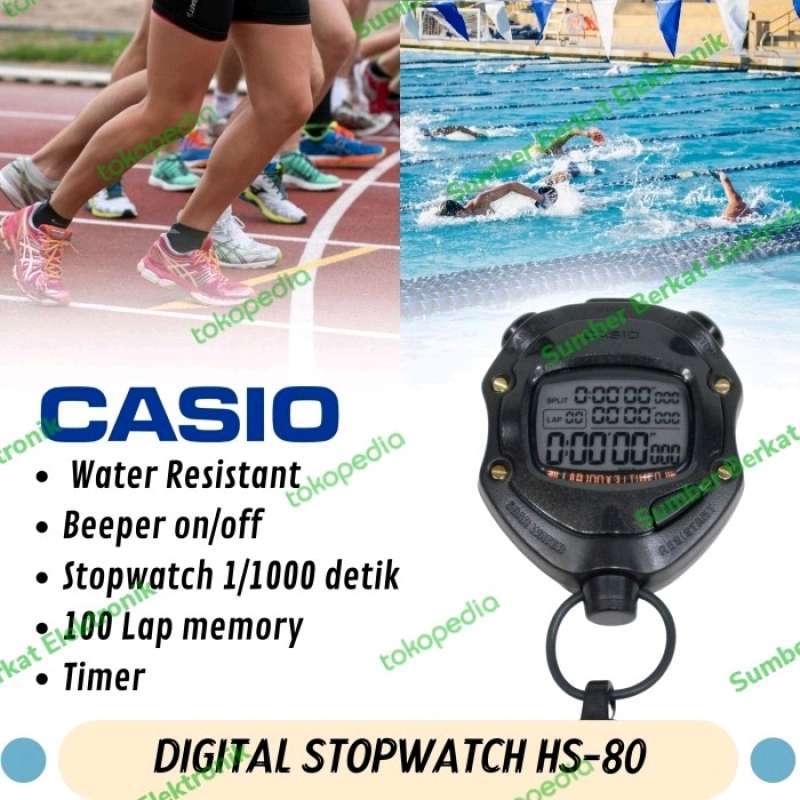 Jual Casio Stopwatch Hs-80tw Alat Ukur Waktu Hs-80tw Hitam Original Di ...