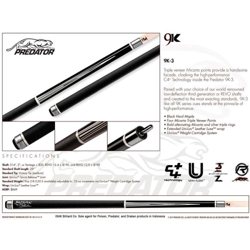 Jual Predator 9k3 Uniloc Low Deflection - Billiard Cue Stick Stik Biliar - Butt Only Di Seller ...