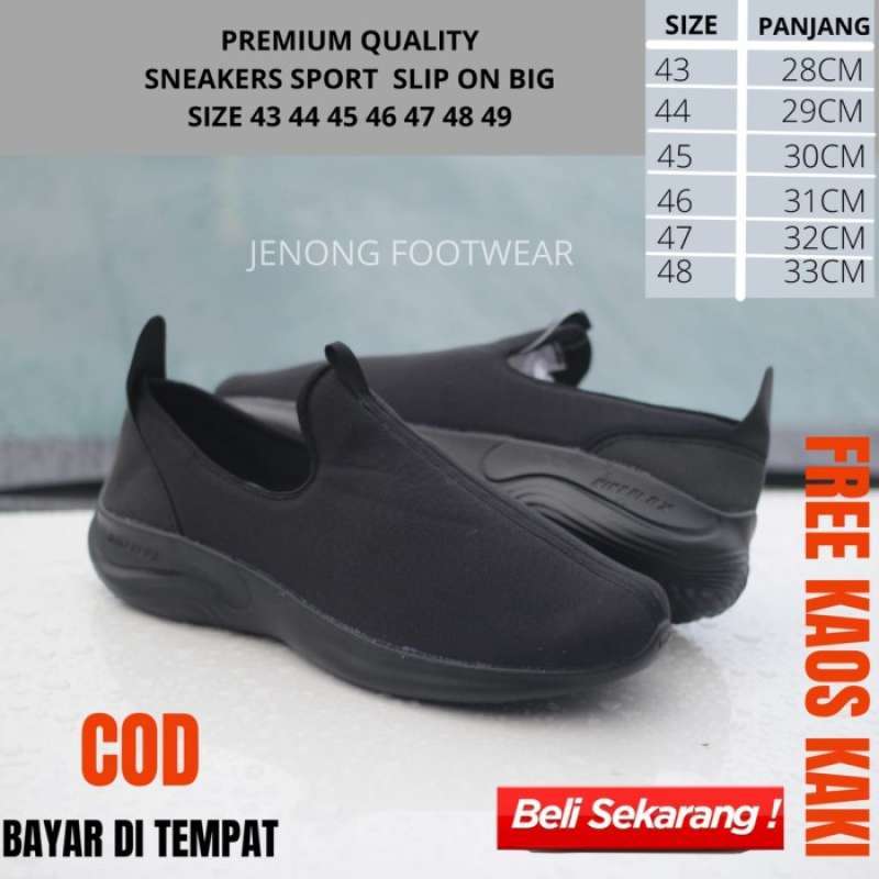 Jual [ Big Size 45 46 47 48 49 50 ] Sepatu Pria Ukuran Besar Jumbo Lebar Se - 45 Nk Slop Hitam P ...