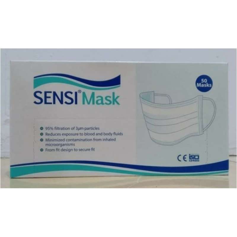 Jual Masker Sensi Mask 3-ply Earloop Surgical Face Mask Per Karton @ 40 ...
