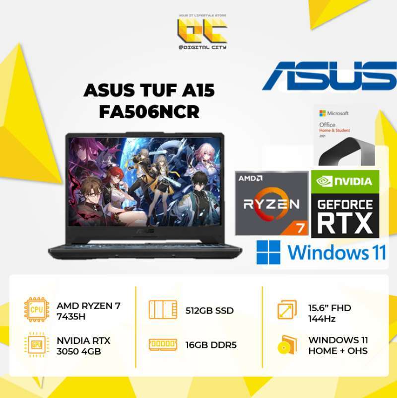 Jual Asus Tuf A15 Fa506ncr Ryzen 7 7435hs Rtx3050 4gb/ 16gb 512gb W11 ...