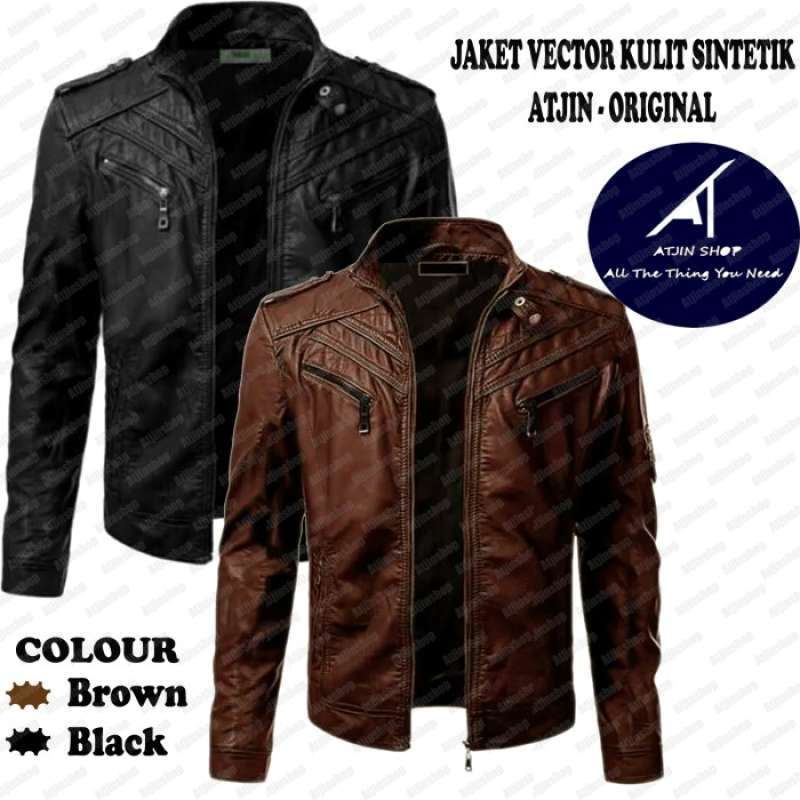 Promo Jaket Kulit Motor Pria Model Cboy Vector Atjin Original [2 Warna ...